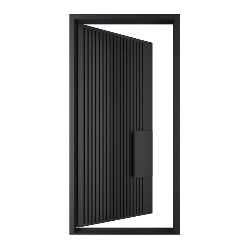 Batten Iron Pivot Entry Doors - Galvanised - Zen Doors