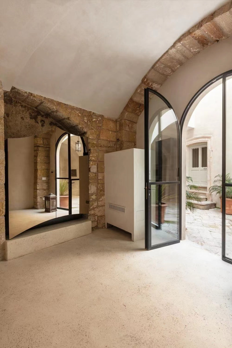 Arch Steel Frame Glass Hinge Doors - Galvanised W40 Profile - Zen Door ...