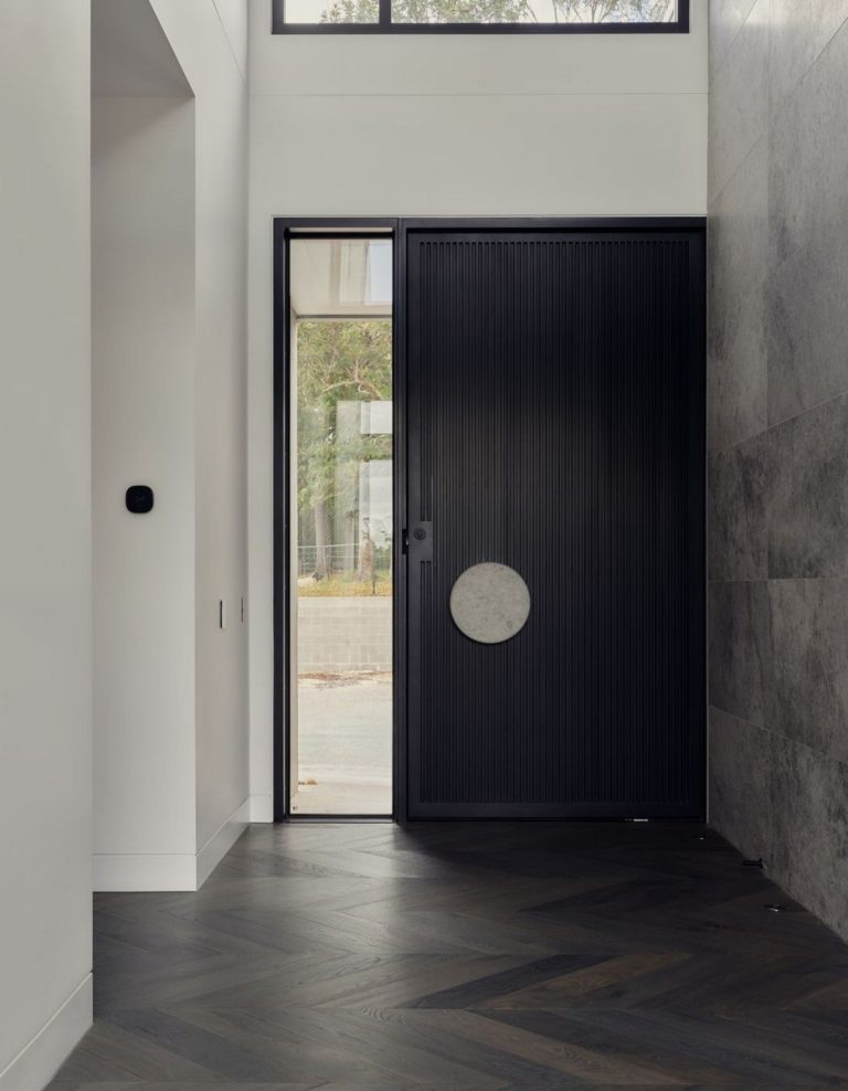 Iron Batten Pivot Entry Doors - Galvanised - Zen Doors & Windows